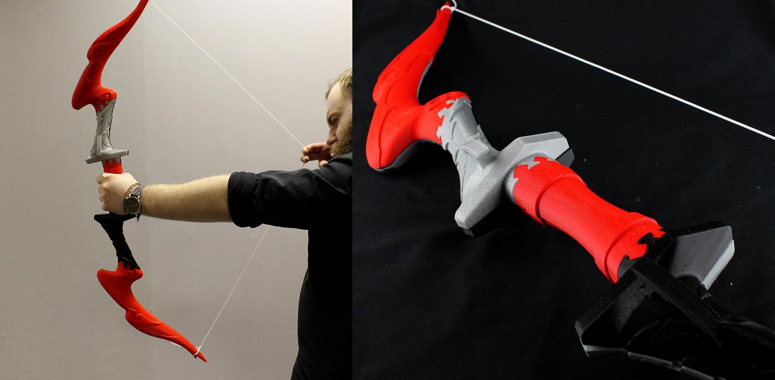 Busur Skyrim Nightingale yang dicetak 3D terdiri dari 12 bagian. - id3D